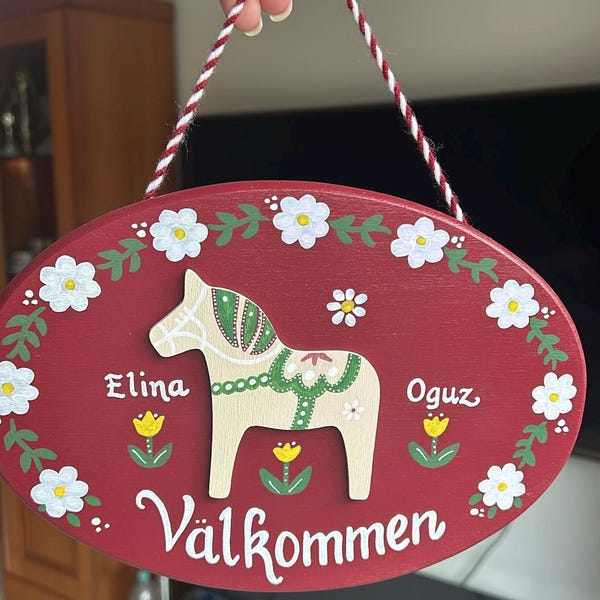 Swedish Welcome Sign, Dala Horse, Swedish Sign, Swedish Gifts, Swedish ...