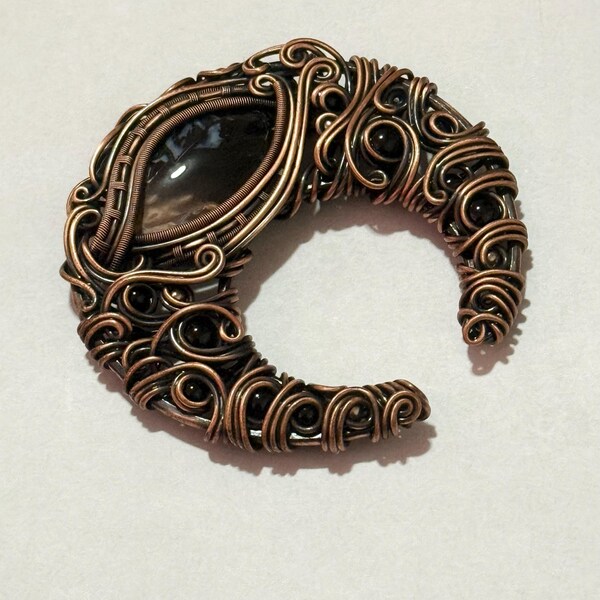 Peacock Wire Wrapped Pendant With Labradorite | Handmade Copper Wire ...