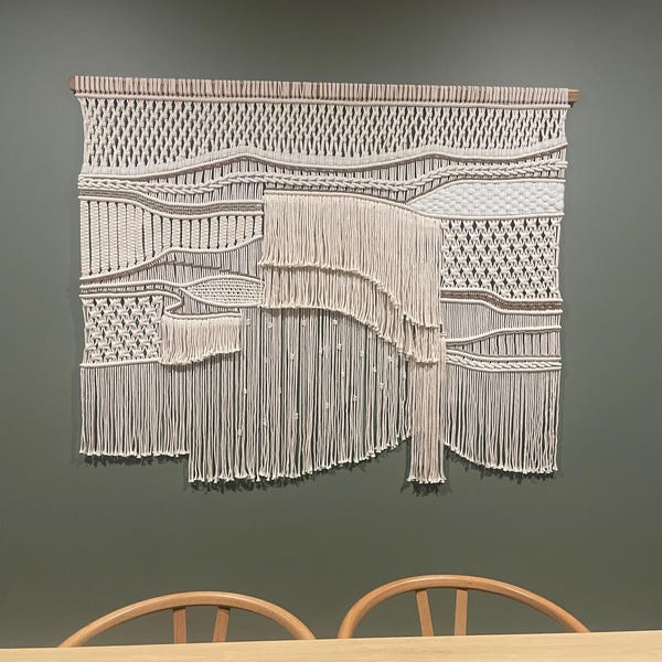 Macrame Wall Hanging Boho Decor Fiber Wall Art Abstract Macrame Long ...