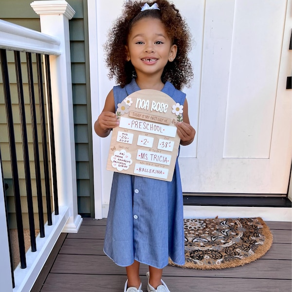 First Day of School Sign, Personalized Girl Back to School Sign, School ...