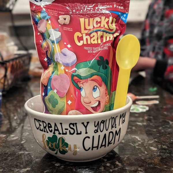 Personalized St. Patrick's Day Cereal Bowl Gift Set With Lucky Charms ...