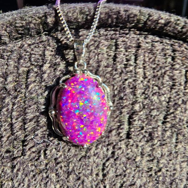 Large Rainbow Aurora Opal Ring, See Video 13x18mm Lab Created Opal ...
