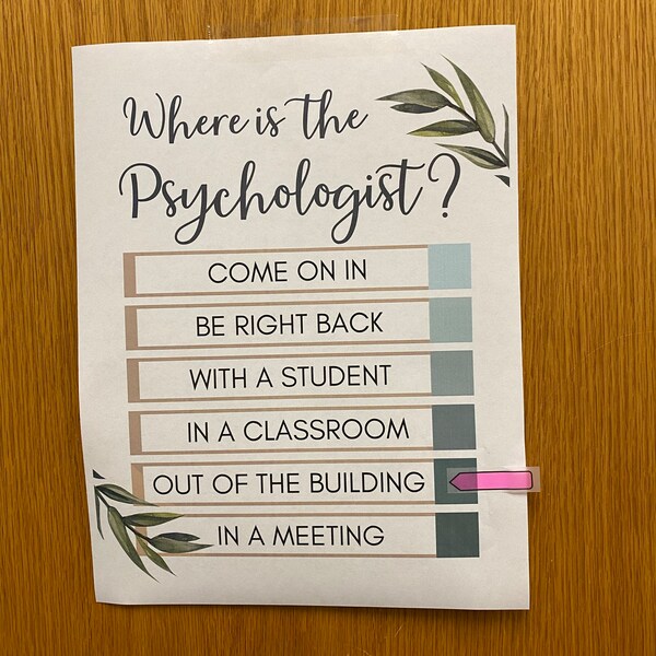 School Psychologist Door Sign School Psychology Office Signs Where is ...