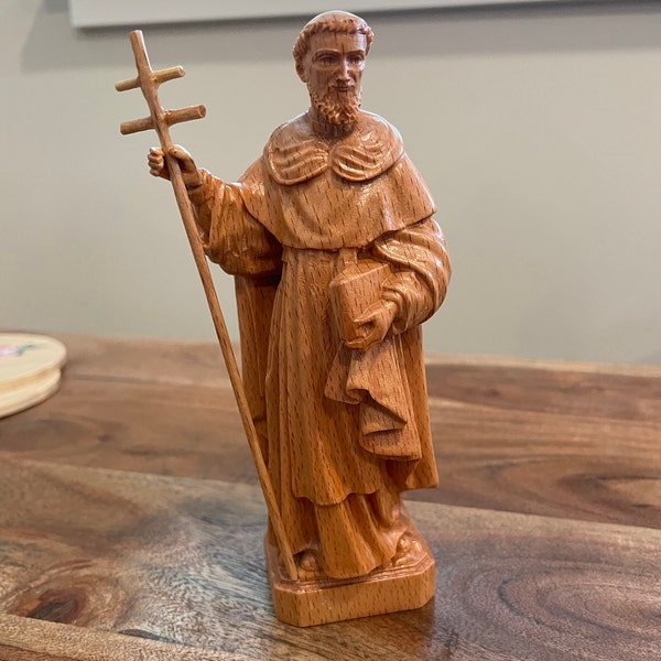 Saint Dominic Wooden Statue Catholic Hand Carved Saint Figure Religious ...