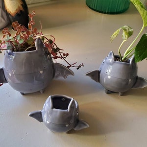Flying Bat Hanging Plant Holder. A Cute Bat Hanging Vase in Ceramic ...