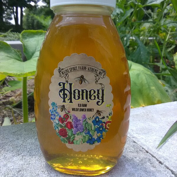 Custom Honey Labels, Wildflower Honey Stickers, Raw Honey Bottle Labels ...