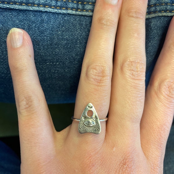 Planchette Ring, Ouija Ring, Moon and Star Ring, Planchette Jewelry ...