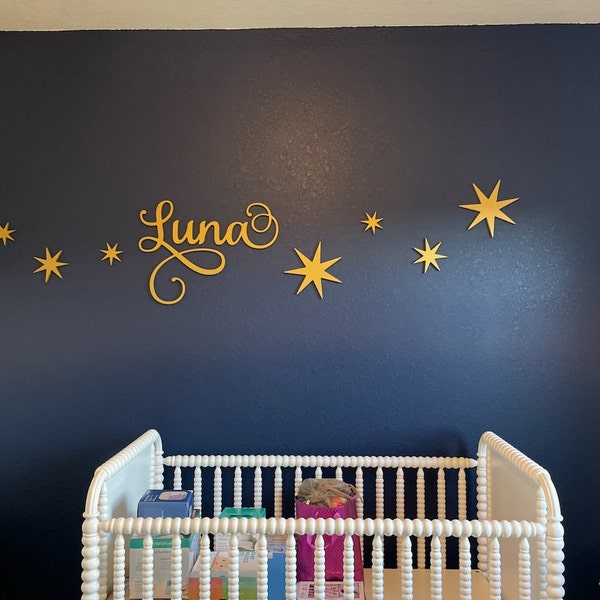 Baby Name Sign - Over the Crib Sign - Wooden Name Sign Wall Hanging ...