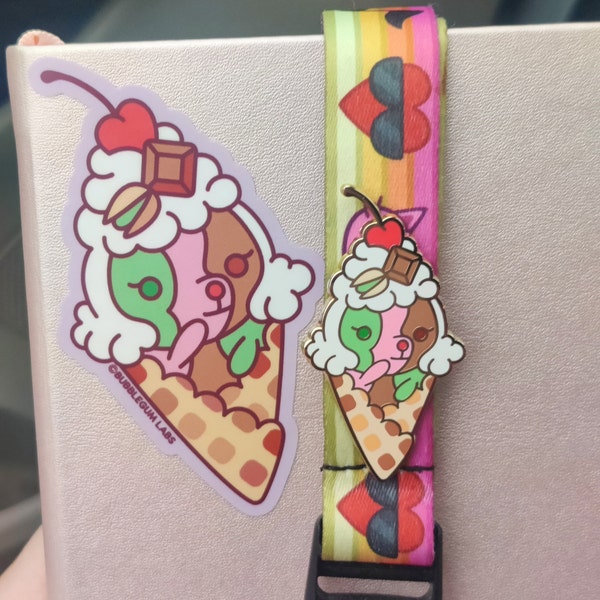 Spumoni Doodle Enamel Pin - Kawaii Food Enamel Pin - Ice Cream Pin ...