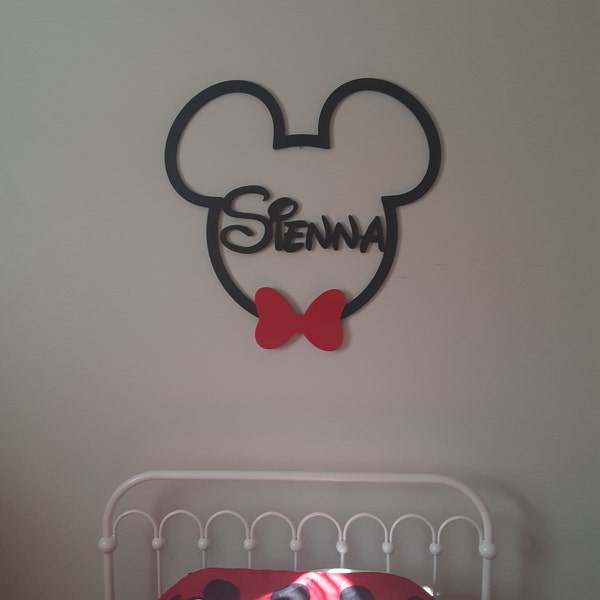 Wooden Mickey Mouse, Disney Mickey Mouse With Bow Tie, Wooden Name Sign ...
