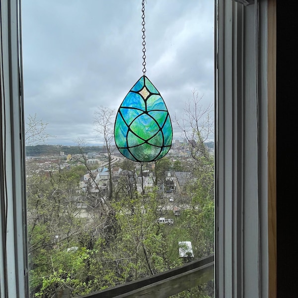 Fire Teardrop Stained Glass - Etsy