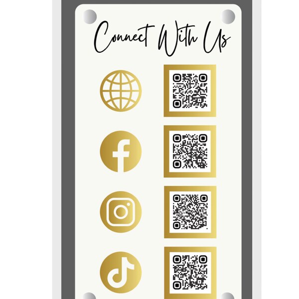 QR Code Display Sign Acrylic, 4 Codes, Quadruple Code Sign, SIZE 4.5x9 ...