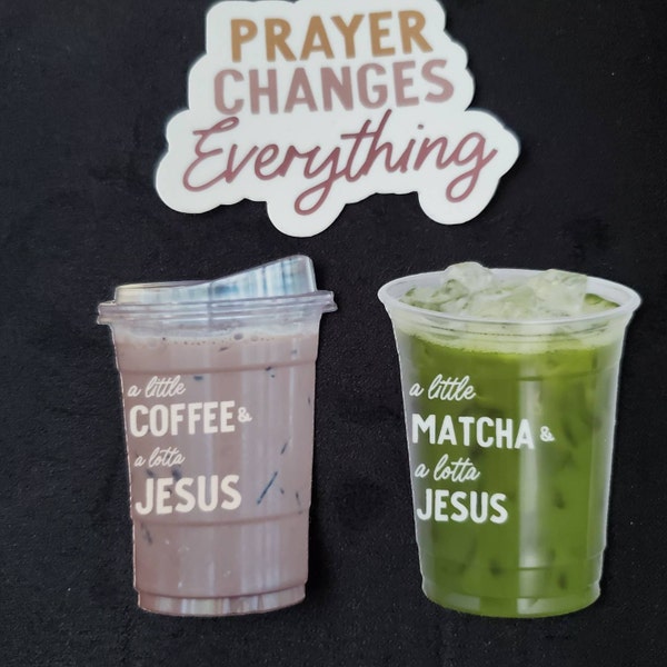 Iced Coffee and Jesus Sticker, Trendy Christian Stickers, Coffee and ...
