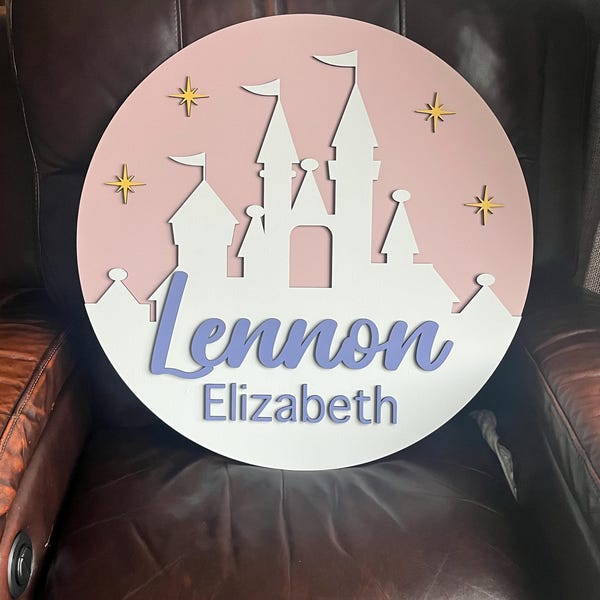 Custom Princess Castle Name Sign: Laser Cut Wood Nursery Decor - Etsy