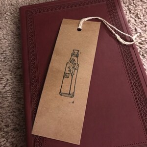 Hand Stamped Kraft Paper Bookmark Set Floral and Botanical | Etsy