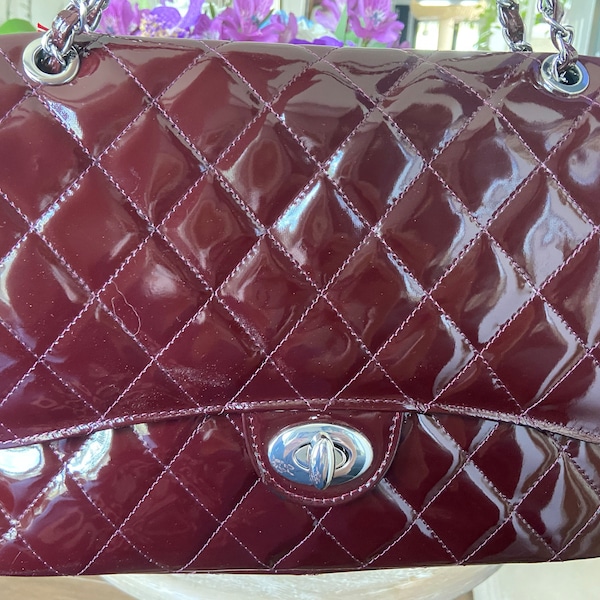 XL DIAMONDS Genuine Patent Leather Shoulder Bag, Classic Style Quilted ...