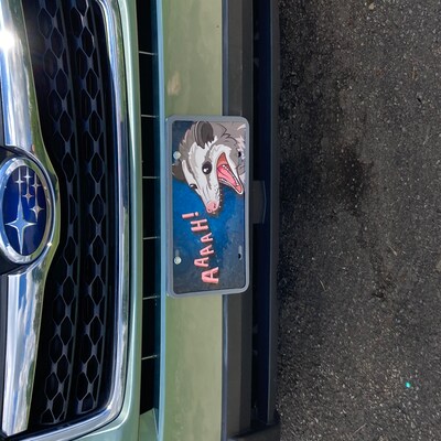 Funny Possum License Plate Screaming Possum License Plate Possum Front ...