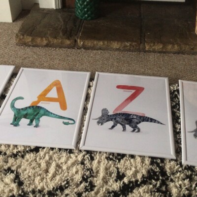 Letter A, Apatosaurus Dinosaur Illustration, Alphabet Dinosaur Wall Art ...