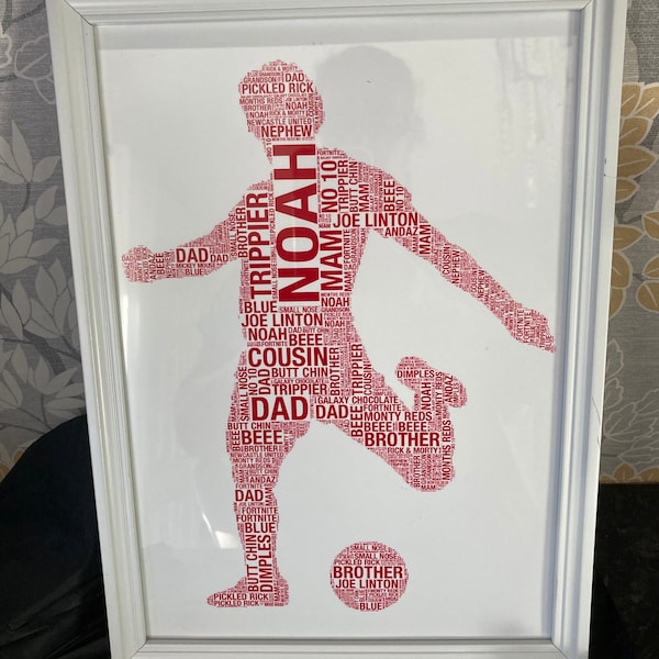 Football Word Art Print Personalised Football Print Typography Footy ...
