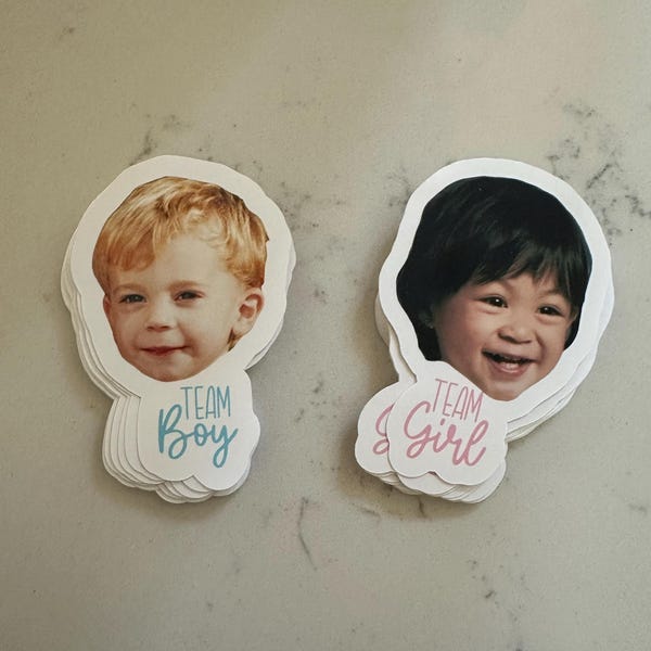 Team Boy and Team Girl Stickers, Personalized Baby Sticker, Baby Shower ...