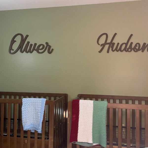 Custom Twin Nursery Wood Name Signs, Twin Nursery Wall Art, Shared Room ...
