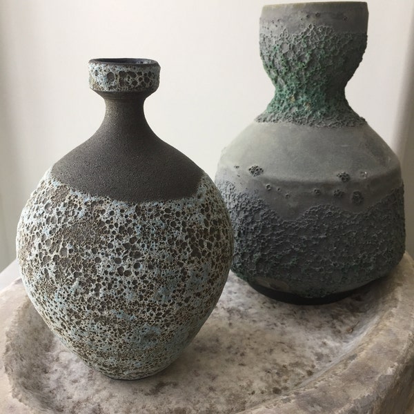 5 Rustic Modern Stoneware Mini Bud Vases With Crater White Matte Glaze ...