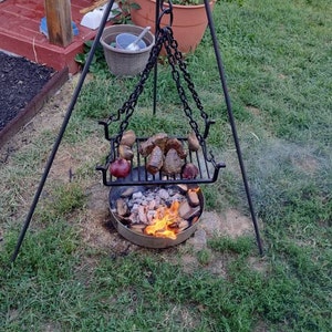 Hand Forged Campfire Cookset With Adjustable Swing Arms heavy Duty and ...