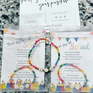 First Day of School Bracelet Set Kindergarten Bracelet Mommy and Me ...
