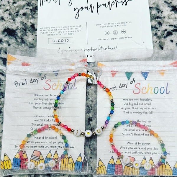 First Day of School Bracelet Set | Kindergarten Bracelet | Mommy and Me ...