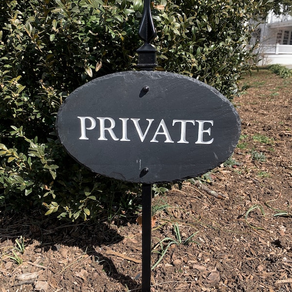 Carved PRIVATE DRIVE Slate W/ Lawn Stake Sign / Property No Trespassing ...