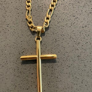 24K Gold Cross Cuban Link Chain for Men Husband Boys Fathers | Etsy