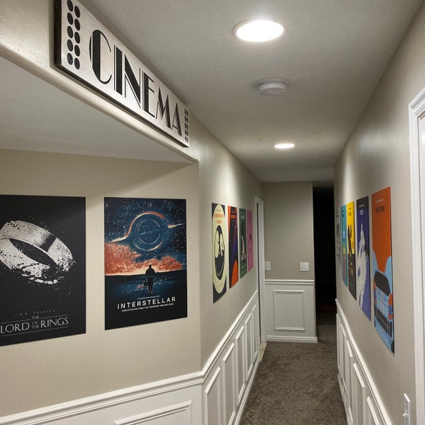 Cinema Sign Wooden Shabby Chic Painted Marquis Marquee Movies Media ...