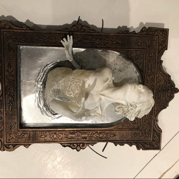 Ghost in the Mirror Wall Plaque, Resin, White Finish | Victorian Gothic ...