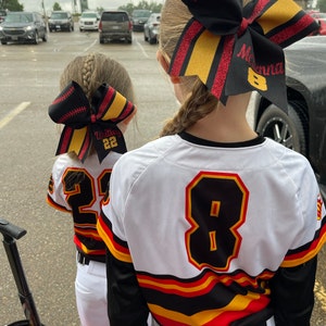Cheer Bow With Colored Corners, Custom Team Bows, Red Black and White ...