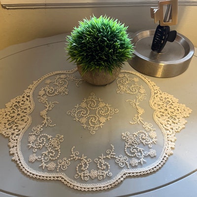 Cream Lace Doily, Lace Table Mat, Lace Doily Placemats, Doily Vintage ...