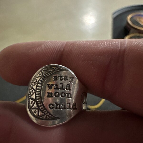 Stay Wild Moon Child Ring - Crescent Moon Ring - Handmade Moon Phase ...