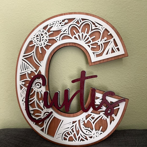 Last Name Letter Monogram, Custom Wedding Decor Sign, Wall Initial With ...