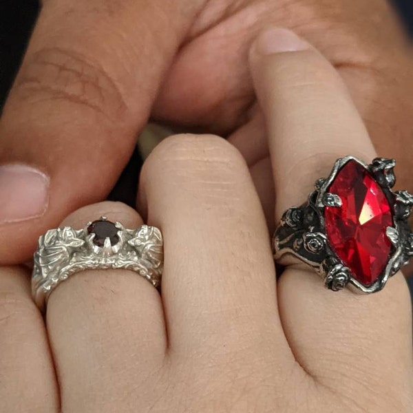 Bat Ring With Ruby Low Bezel Gothic Ring Gothic Jewelry Unisex Handmade ...