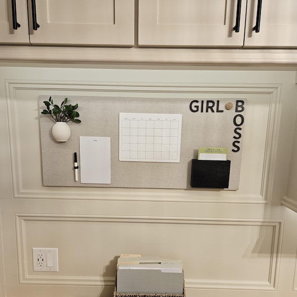 Custom Organization System With Wood Framed Magnetic Board Dry Erase ...