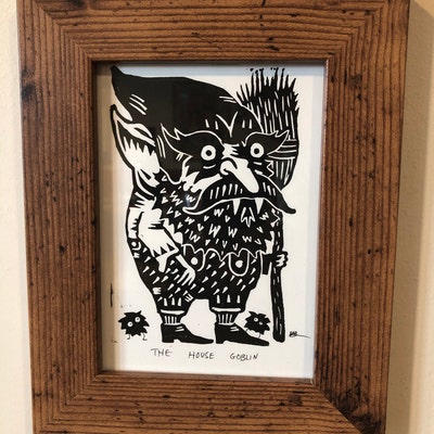 The House Goblin, House Elf, Goblin Art, Troll Art, Linocut Print ...