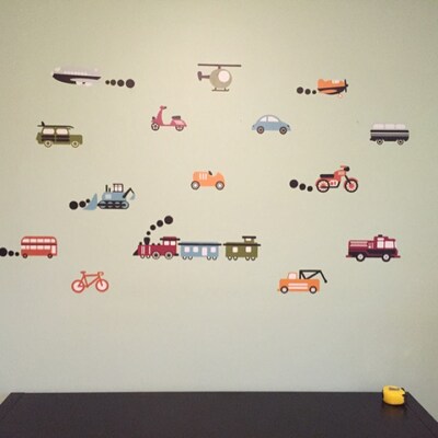 Transportation Theme Fabric Wall Decals for Nursery and Kids Rooms With ...