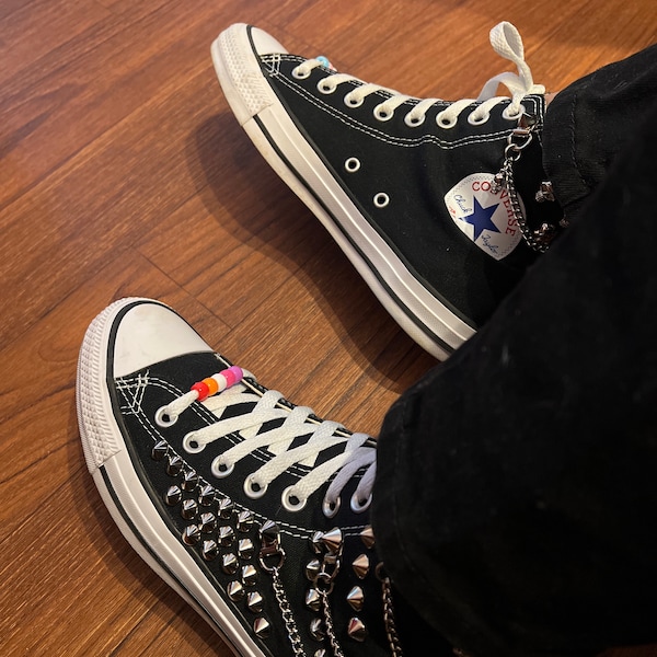 Genuine CONVERSE White With Studs & Chains All-star Chuck Taylor ...