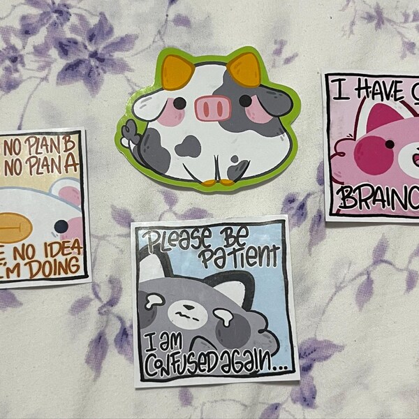 Overdressed + Overstressed Bunny Holographic Sticker, Cute Chibi ...