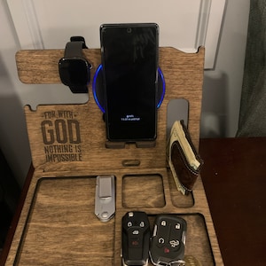 Wireless Phone Charger Docking Station, Desk Organizer, Qi Charge Pad ...