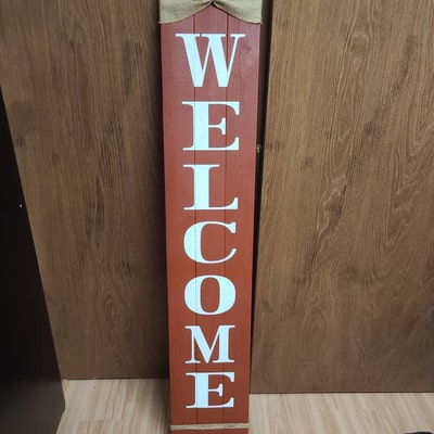Farmhouse Rustic Wood Welcome Sign, Vertical Wooden Welcome Sign ...