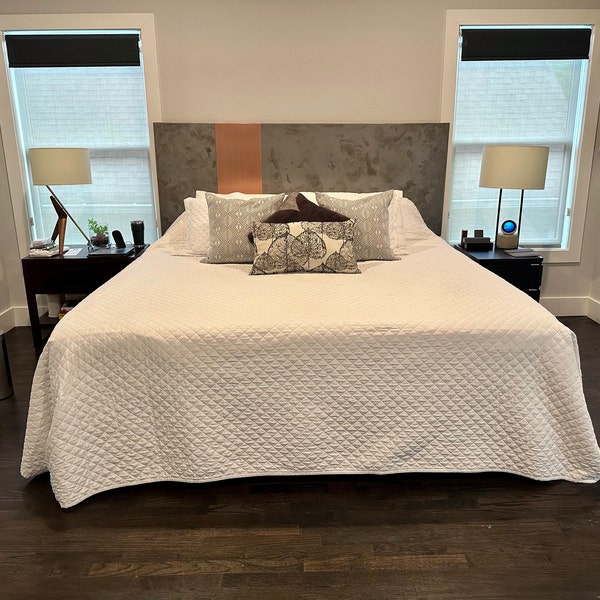 Copper Panled Headboard, Queen Size Headboard, Modern Headboard, Aged ...