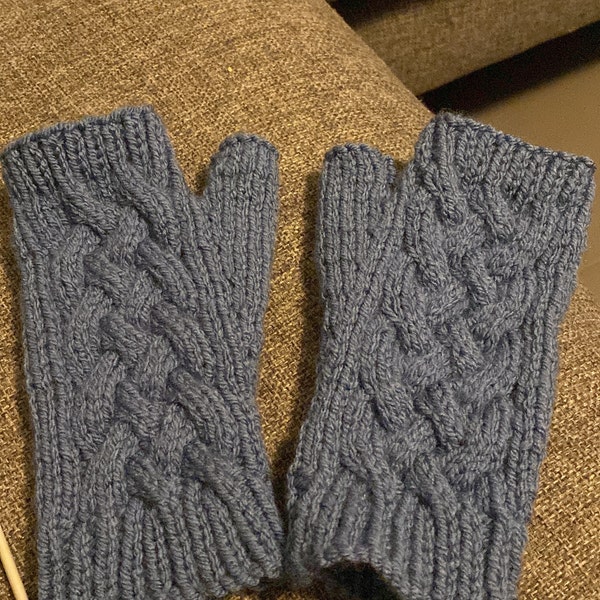 Knitting Pattern - Cable Fingerless Gloves or Mitts - Instant Download ...