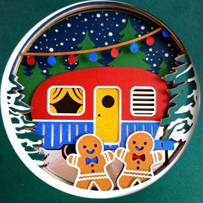 Christmas Gingerbread Camper 3D SVG Layered Shadow Box RV Glamping ...
