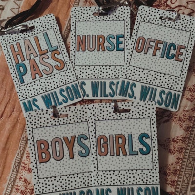 Boho Vibes Theme Classroom Hall Passes for Teachers, Personalized, Set ...