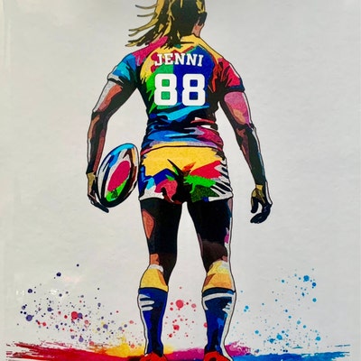 Personalised Girls Rugby Art Print Female Rugby Player Rugby Gifts for ...